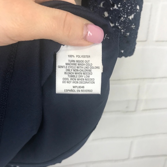 JM Collection | Tops | Jm Collection Womens Blouse Blue Lace Floral Top ...